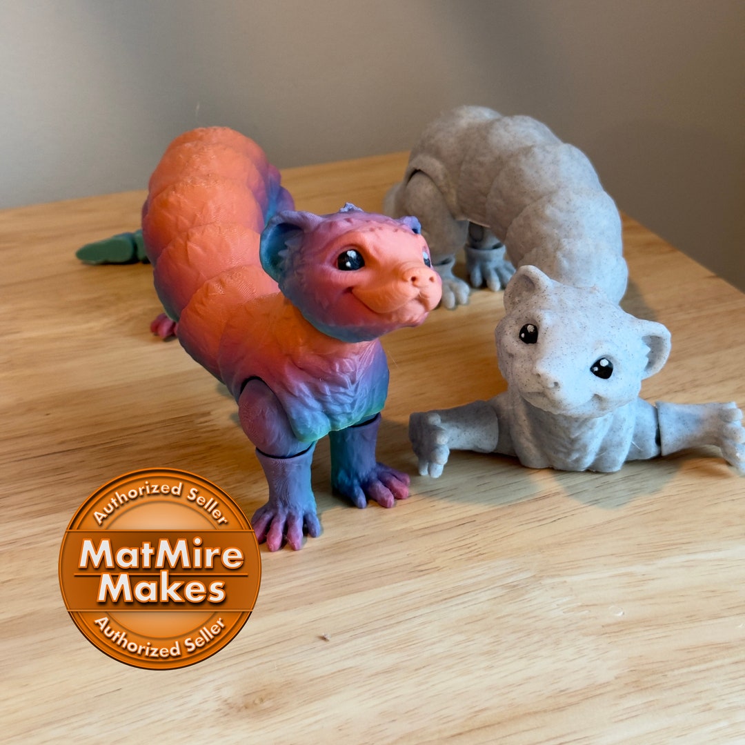 Ferret Flexi Articulated Fidget Toy 3D Printed Matmire Makes - Etsy
