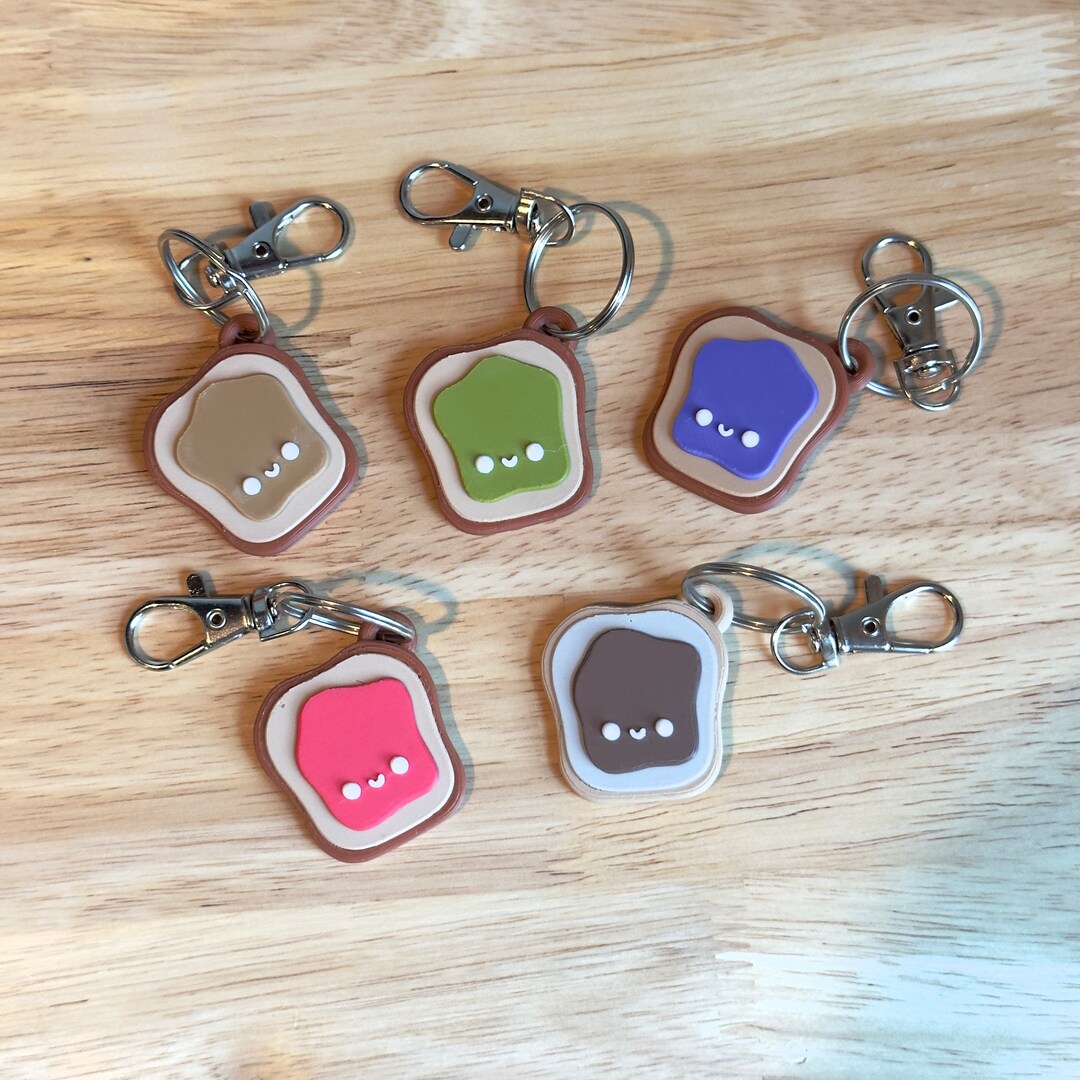 Kawaii Toast Keychain 5 Pack Zipper Charms Avocado Toast Strawberry Jam ...