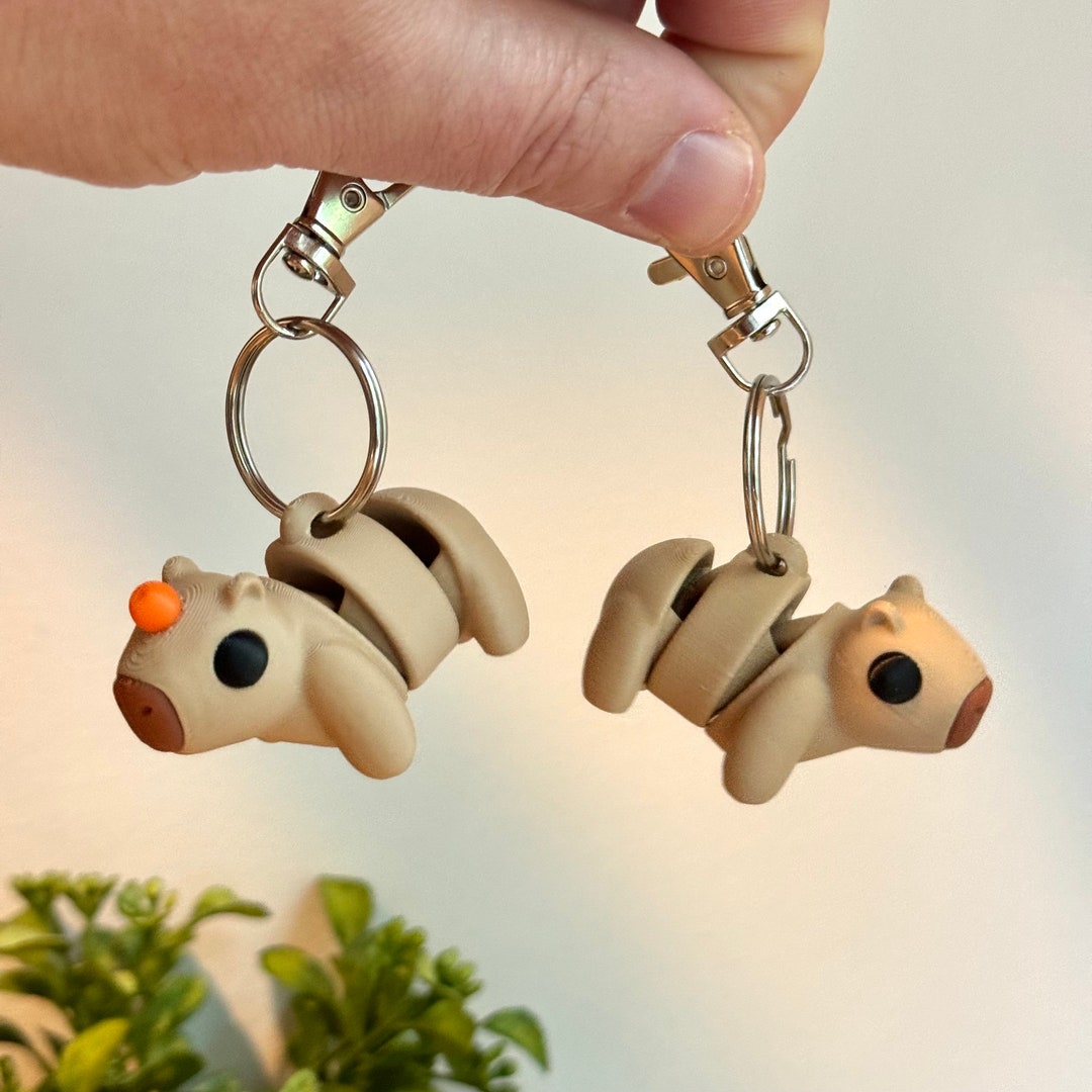 Capybara Keychain - Cute Animal Backpack Zipper Charm - 3D Printed ...