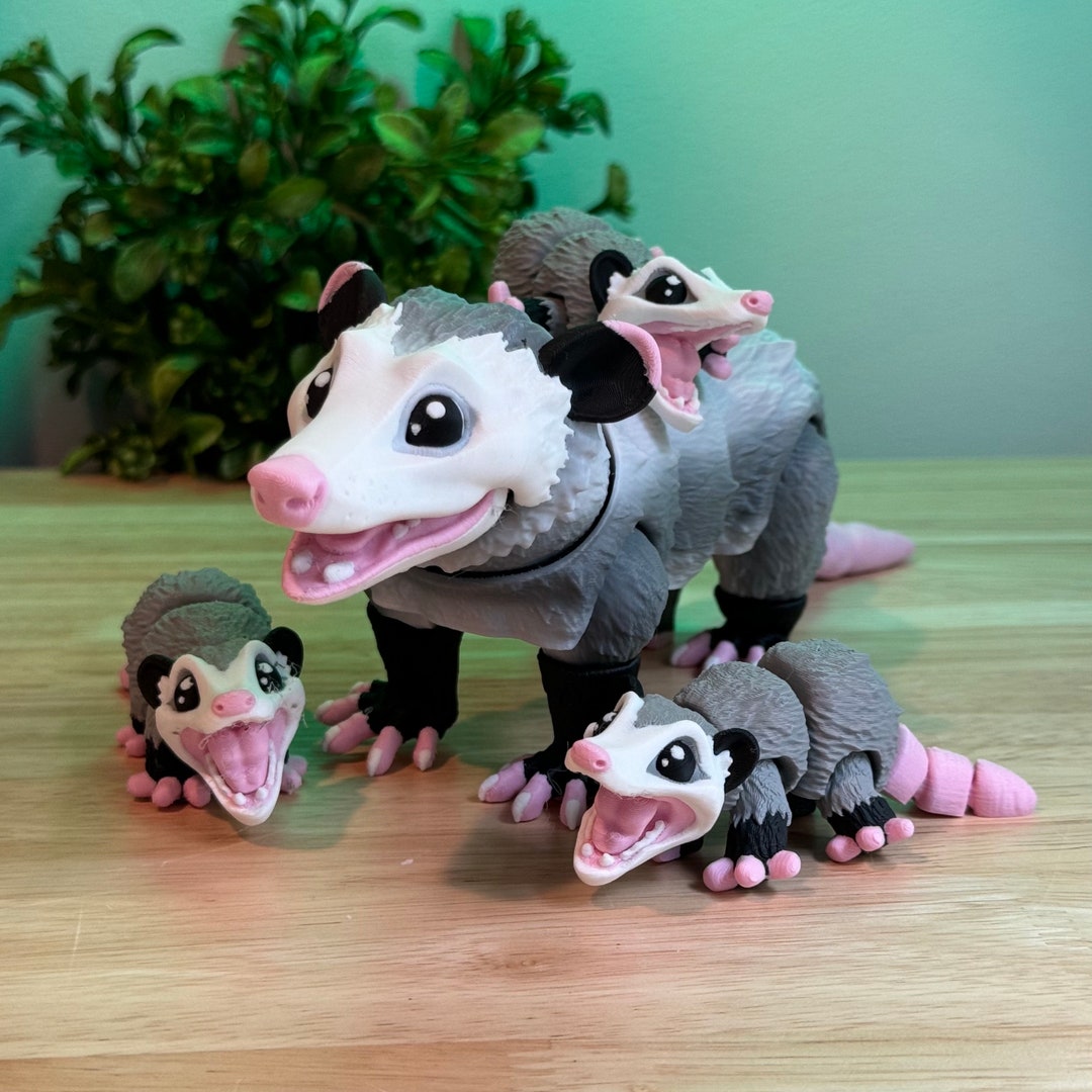Cute Opossum Poseable Figure Standard and Mini Flexi Articulated Toy 3D ...