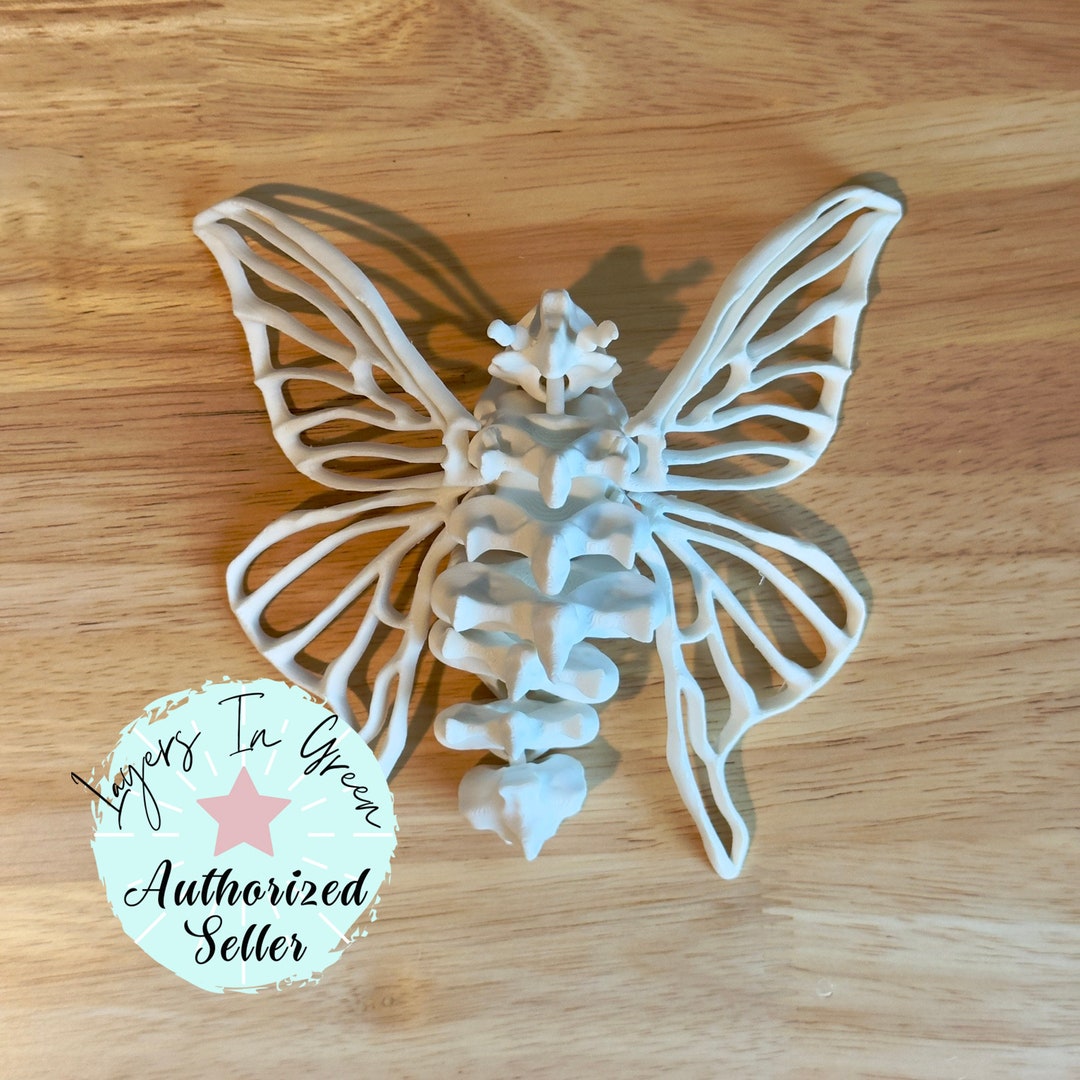 Bone Moth Moth Articulated Fidget Toy 3D Printed Layers in Green - Etsy