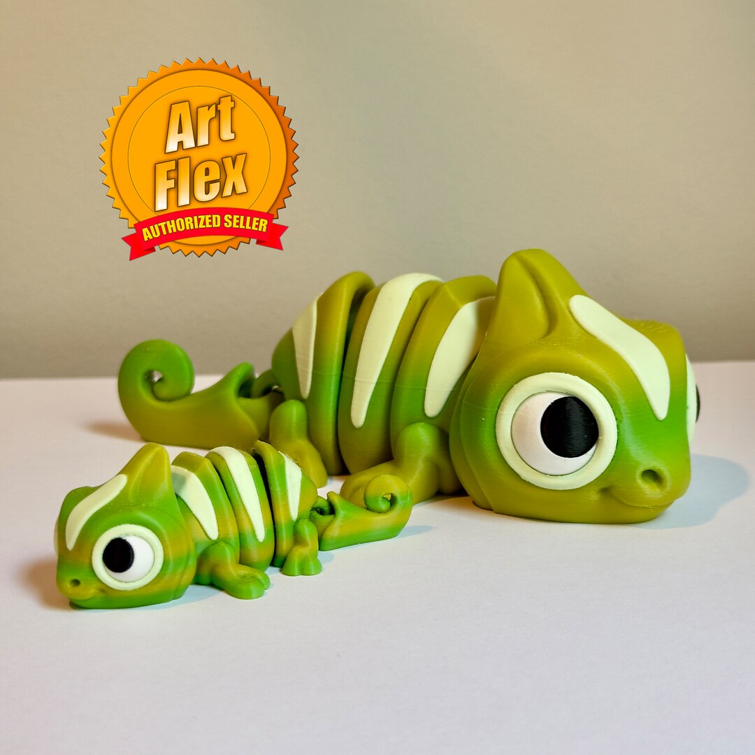 Chameleon Figure Cartoon Style Flexi Articulated Toy Gift for Reptile ...