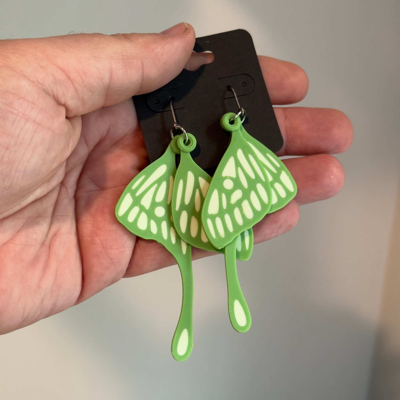 Luna Moth Wing Earrings Gift for Her 3D Printed Layers in Green - Etsy