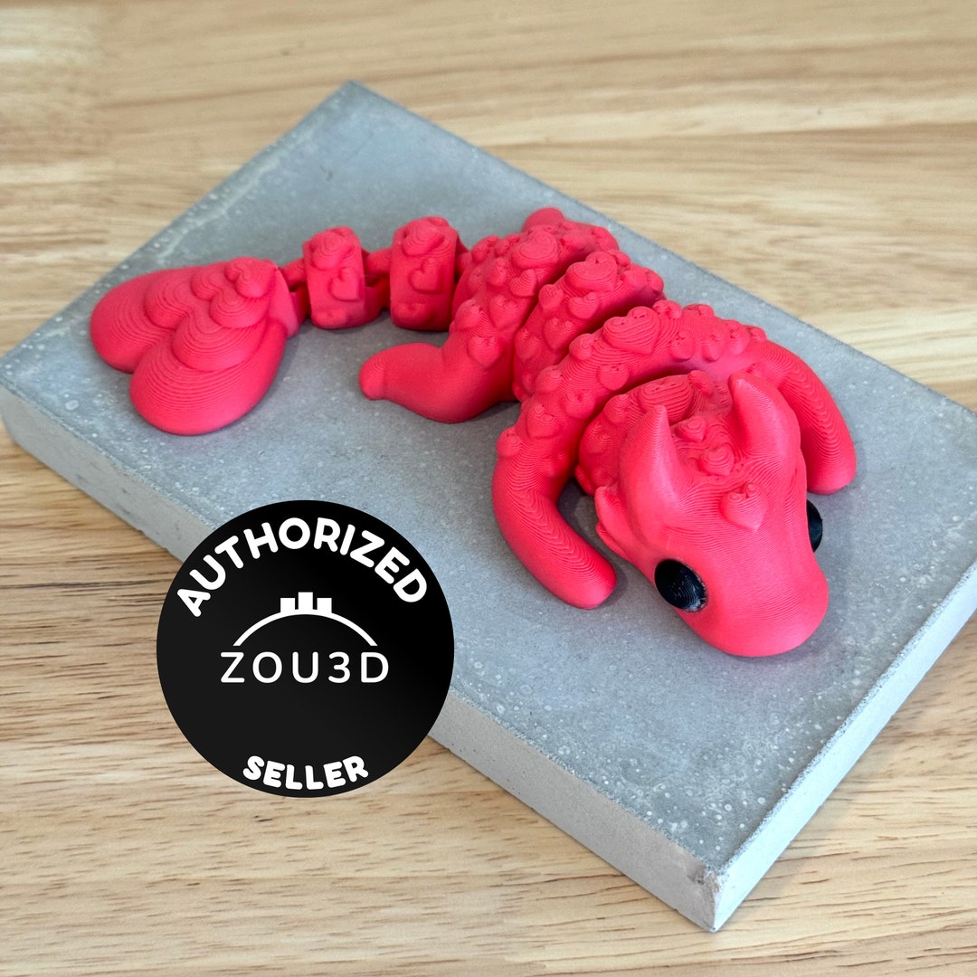 Love Dragon - Flexi Articulated Fidget Toy - Valentine's Day Gift - 3D ...