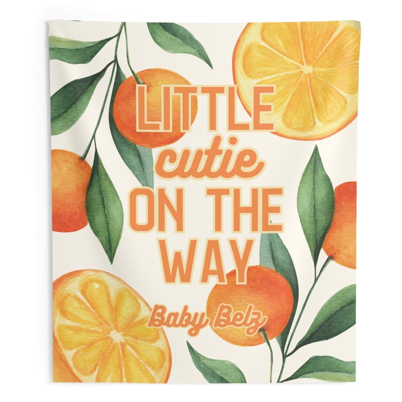 CUSTOM Little Cutie on the Way Photo Backdrop, Orange Theme Baby Shower ...