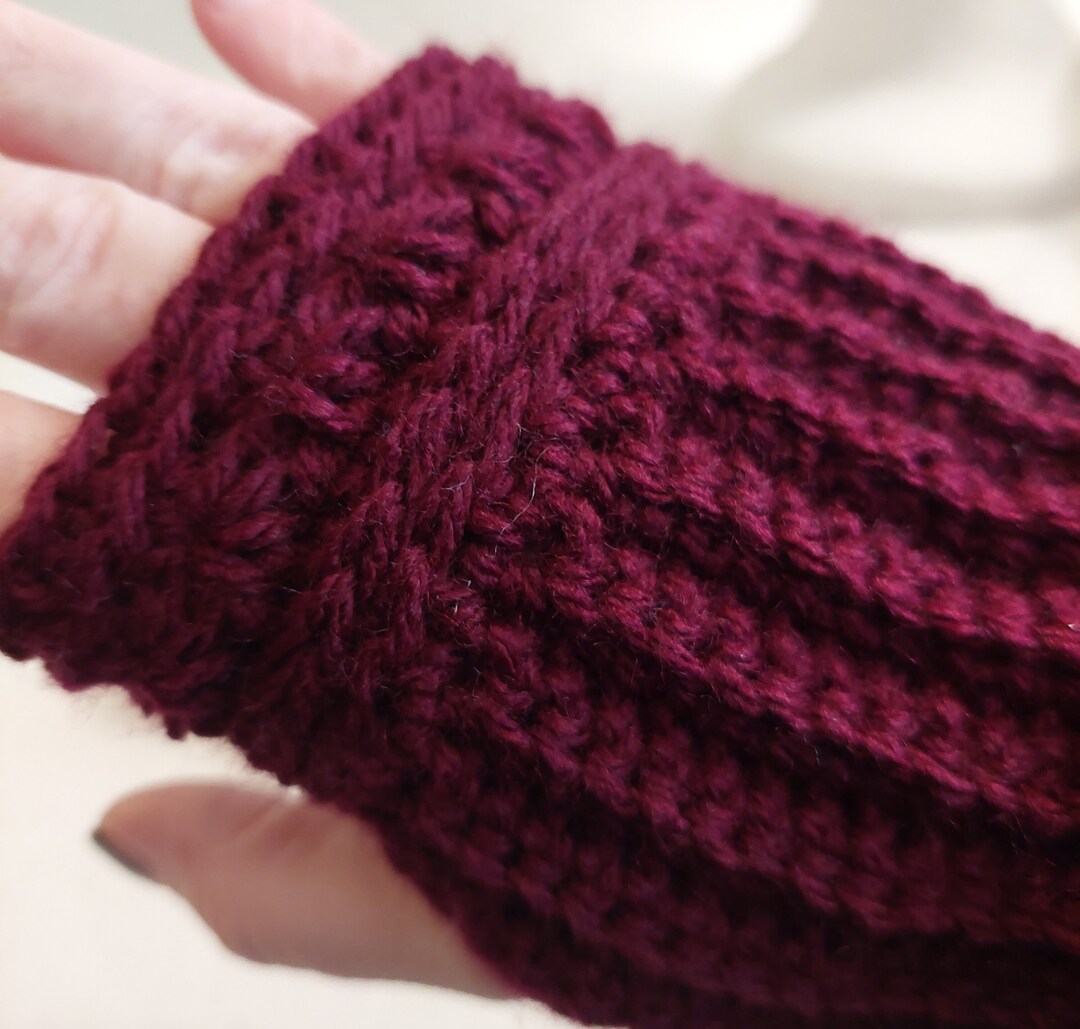 Wrist Warmers - Crochet Stars - Burgundy - OOAK Unique - Etsy