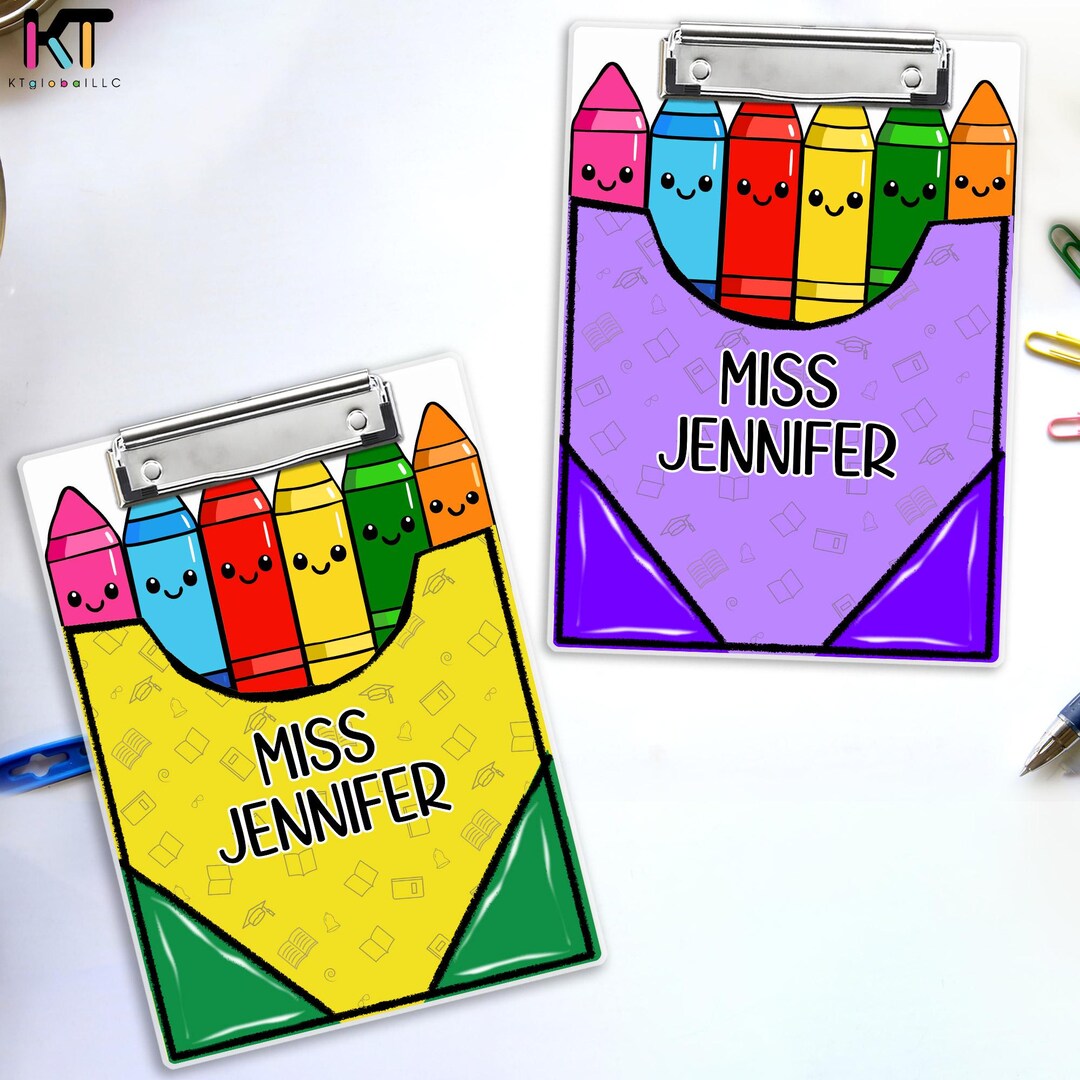 Personalized Teacher Name Clipboard, Custom Crayon Box Clipboard for ...