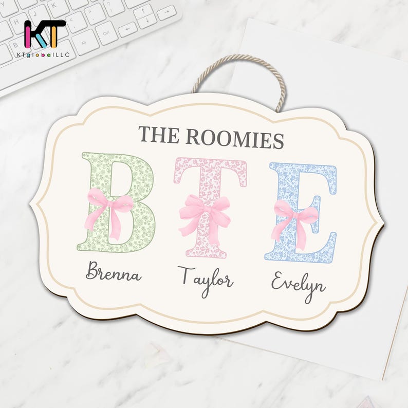 Personalized Dorm Door Sign, Custom Name and Number Plaque, Coquette ...