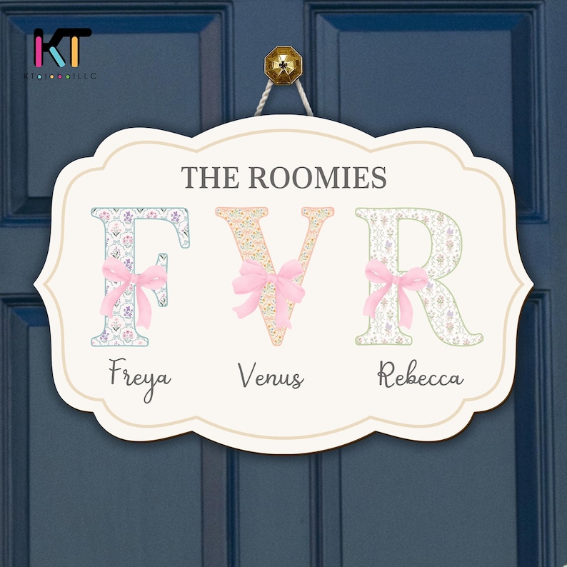 Personalized Dorm Door Sign, Custom Name and Number Plaque, Coquette ...