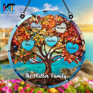 Custom Tree of Life Family Suncatcher, Family Stained Glass Ornament ...