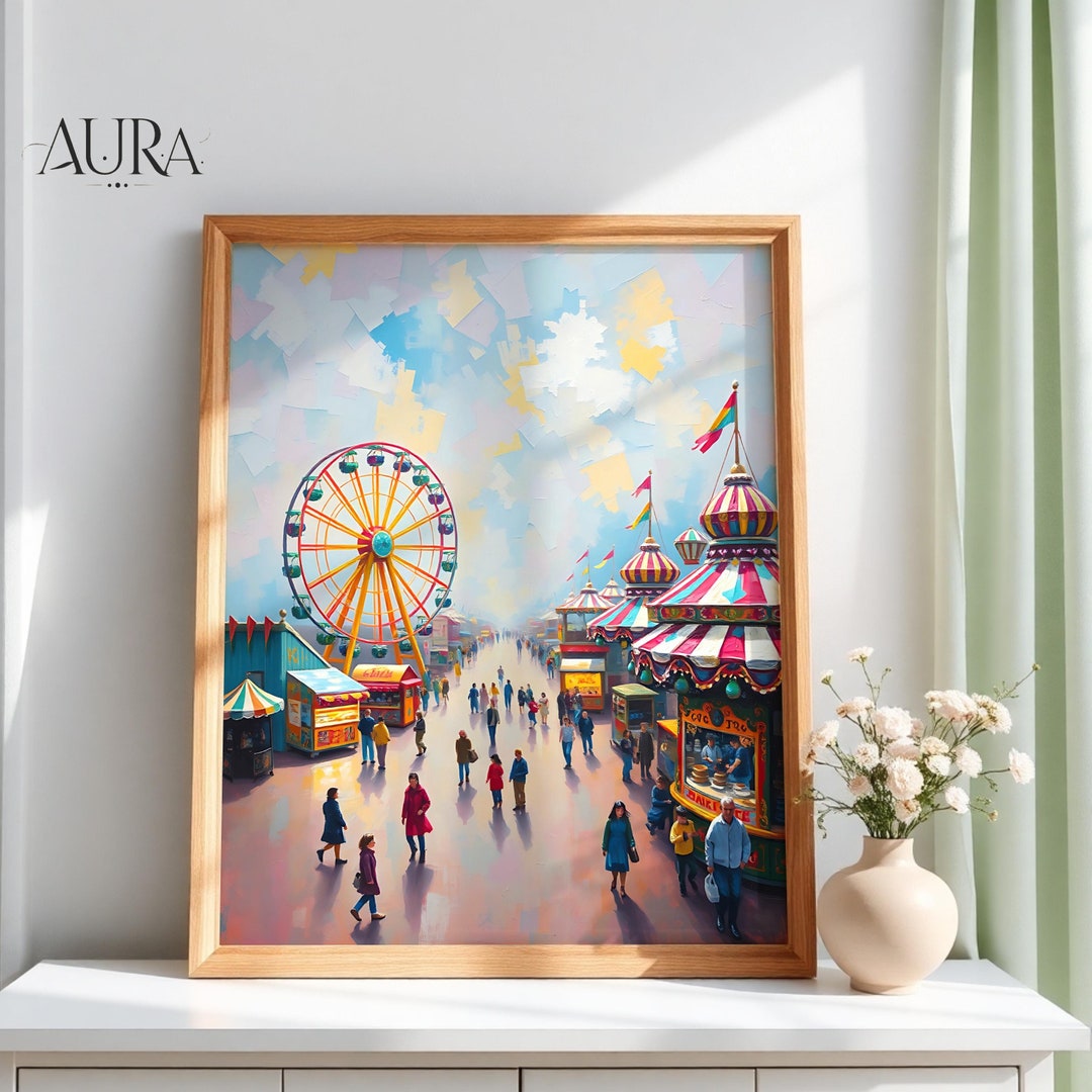 Carnival Wall Art Print, Vintage Carnival Wall Art, Cool Wall Art, Wall ...