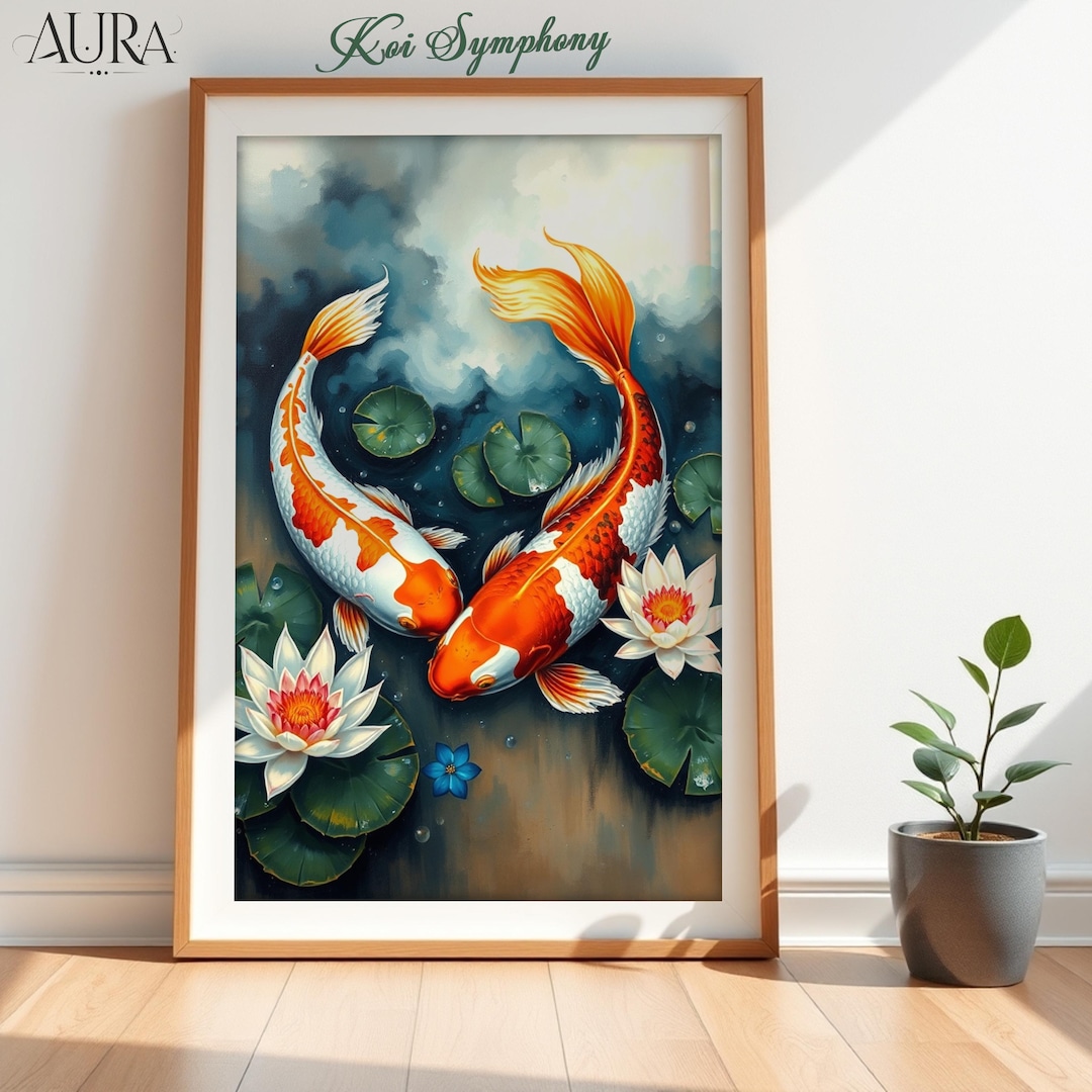 Koi Fish Print, Japanese Print, Vintage Print, Printable Wall Art, Trendy Wall Art, Aesthetic ...