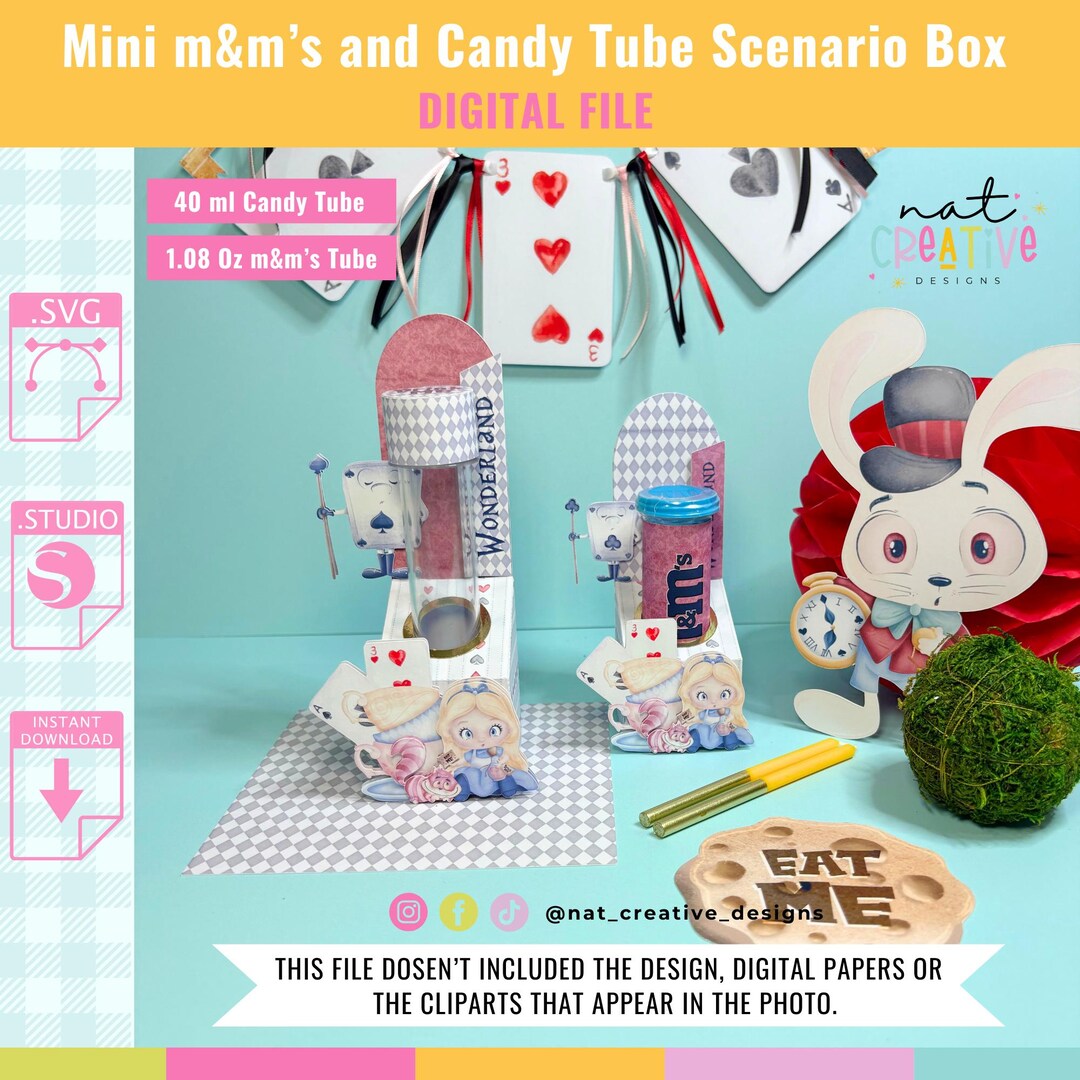 Mini M&m's and Candy Tube Scenario Box Template, Digital File, SVG and ...