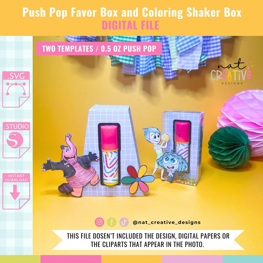 Push Pop Favor Box and Coloring Shaker Box Template, Digital File, SVG ...