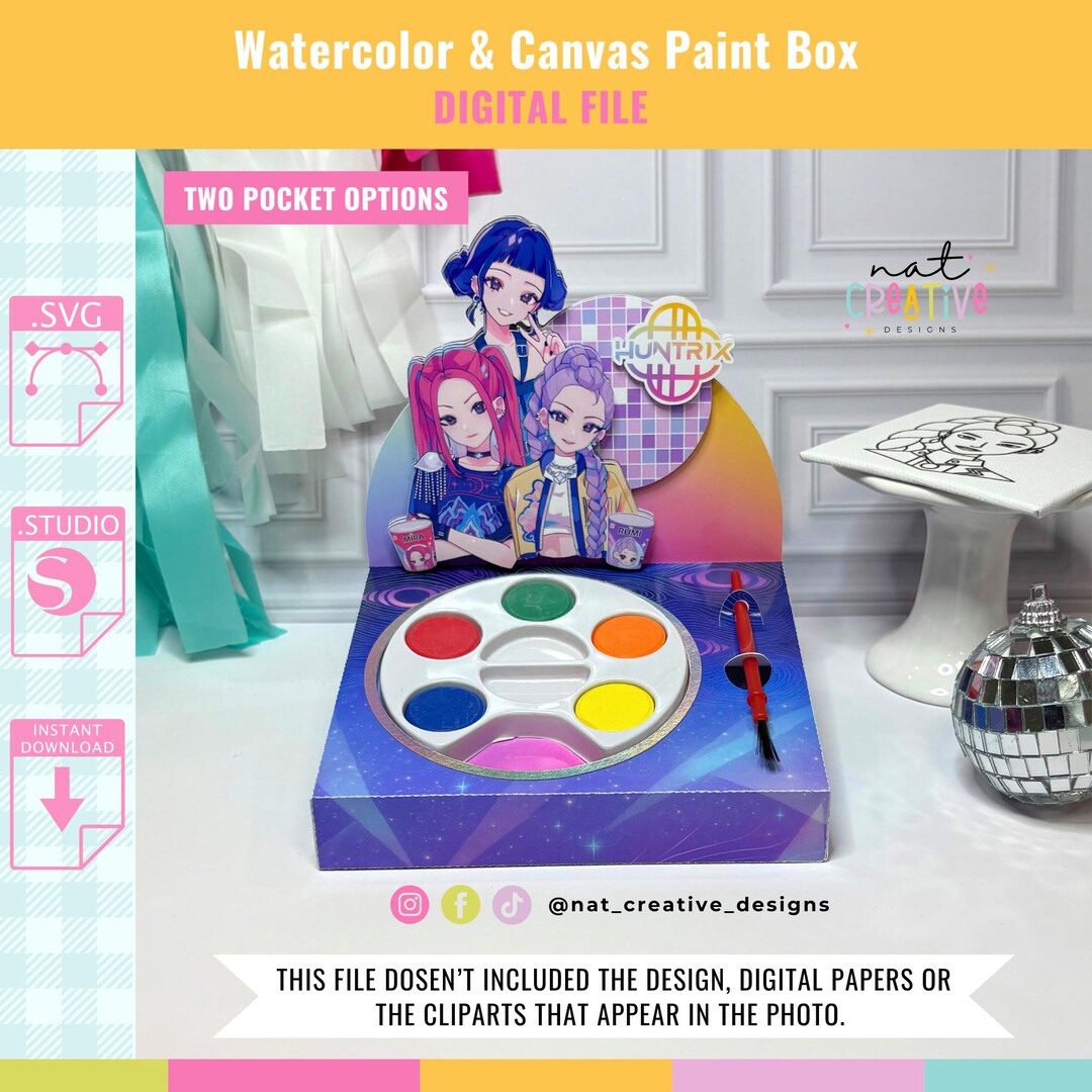 Watercolor Paint Box Template, SVG and .studio Files, Silhouette Cut ...