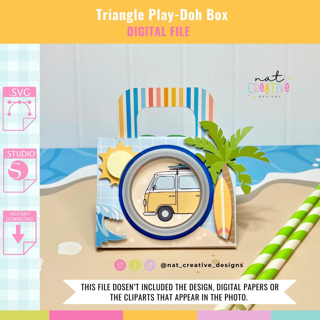 Triangle Play-doh Box Template, SVG and .studio Files, Silhouette Cut ...