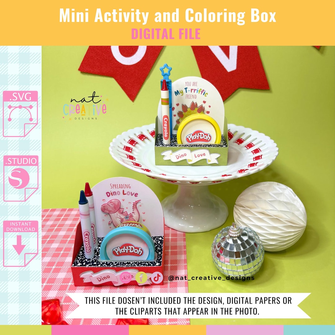 Mini Activity and Coloring Box Template, SVG and .studio Files ...