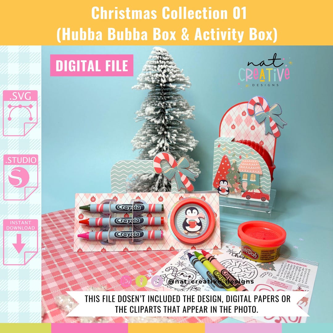Christmas Collection Box 01 Template, SVG and .studio Files, Silhouette ...
