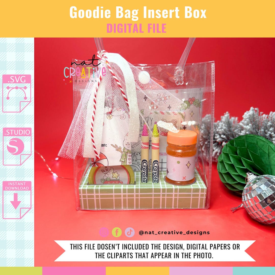 Goodie Bag Insert Box Template, SVG and .studio Files, Silhouette Cut ...
