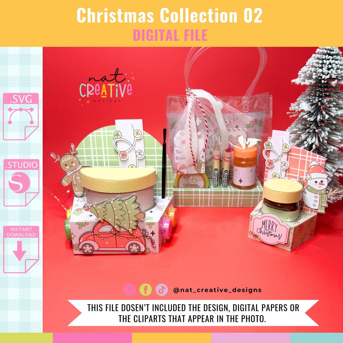 Christmas Collection Box 02 Template, SVG and .studio Files, Silhouette ...