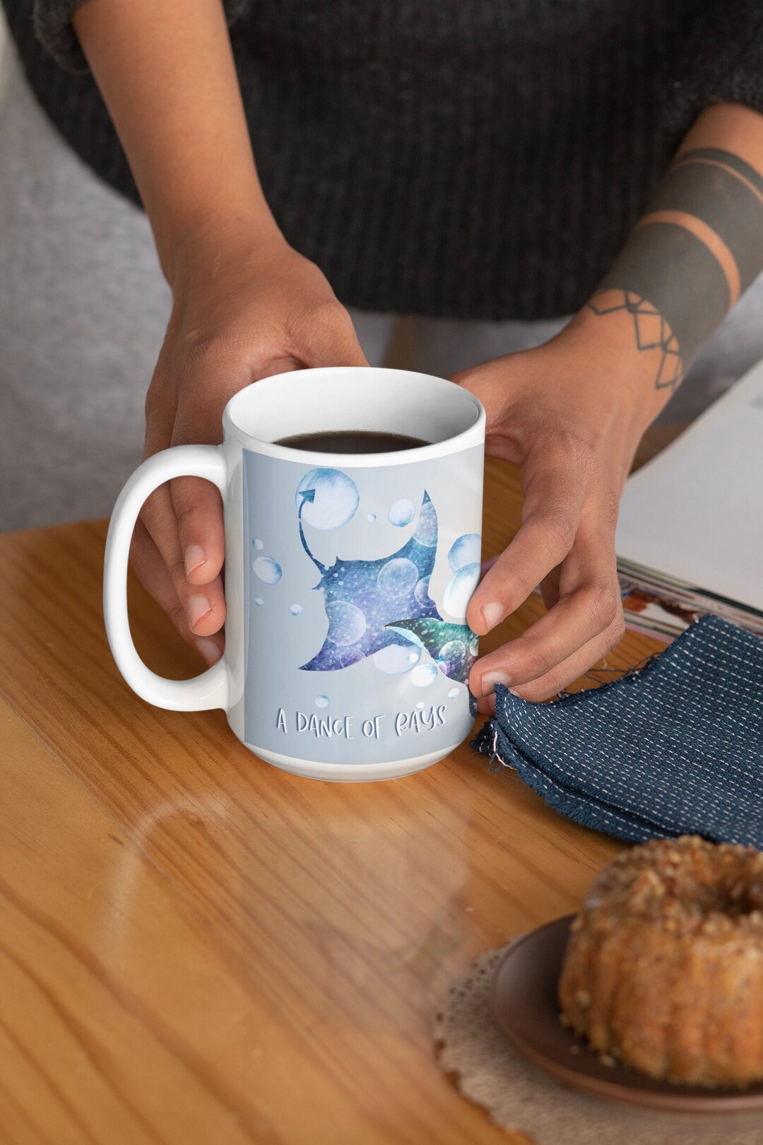 A Dance of Rays Ceramic Mug, 11oz and 15oz Manta Ray Mug, Stingray Mug ...