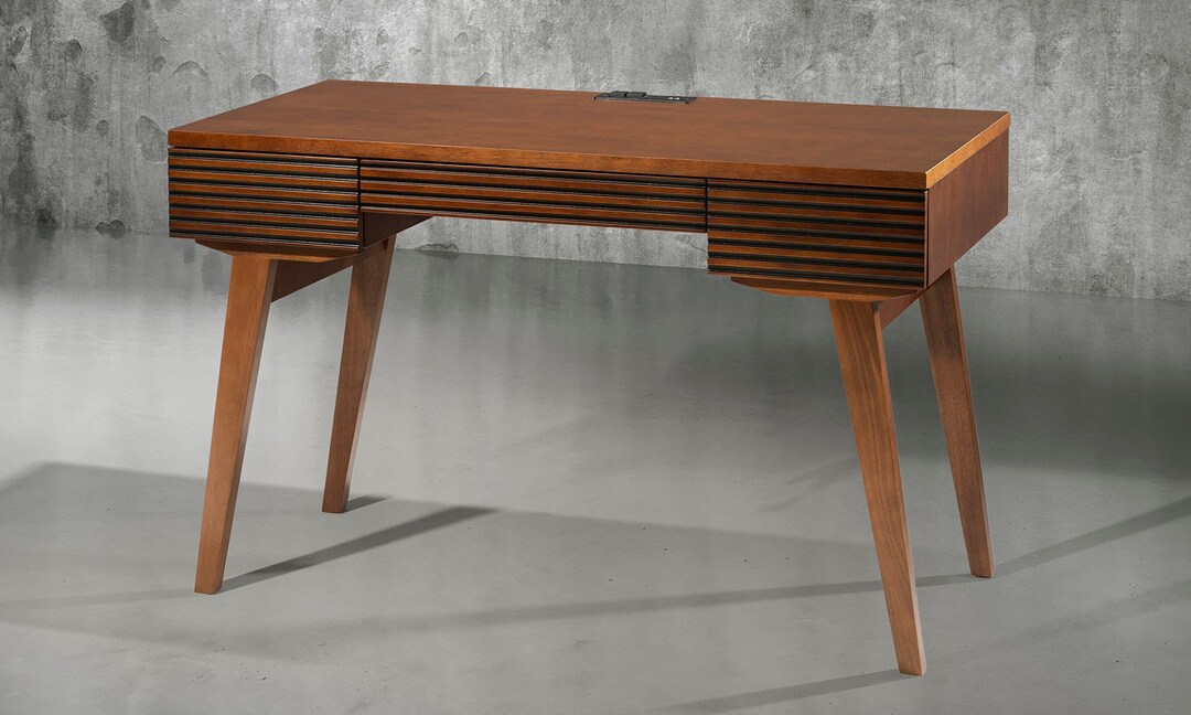 48 Mid-century Modern Writing Desk With a Cognac Finish Over Brazilian ...