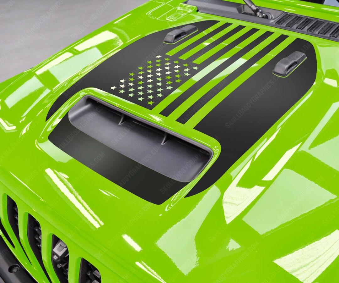 Standard Flag Matte Black Hood Decal Compatible With 2018-2025 Jeep ...