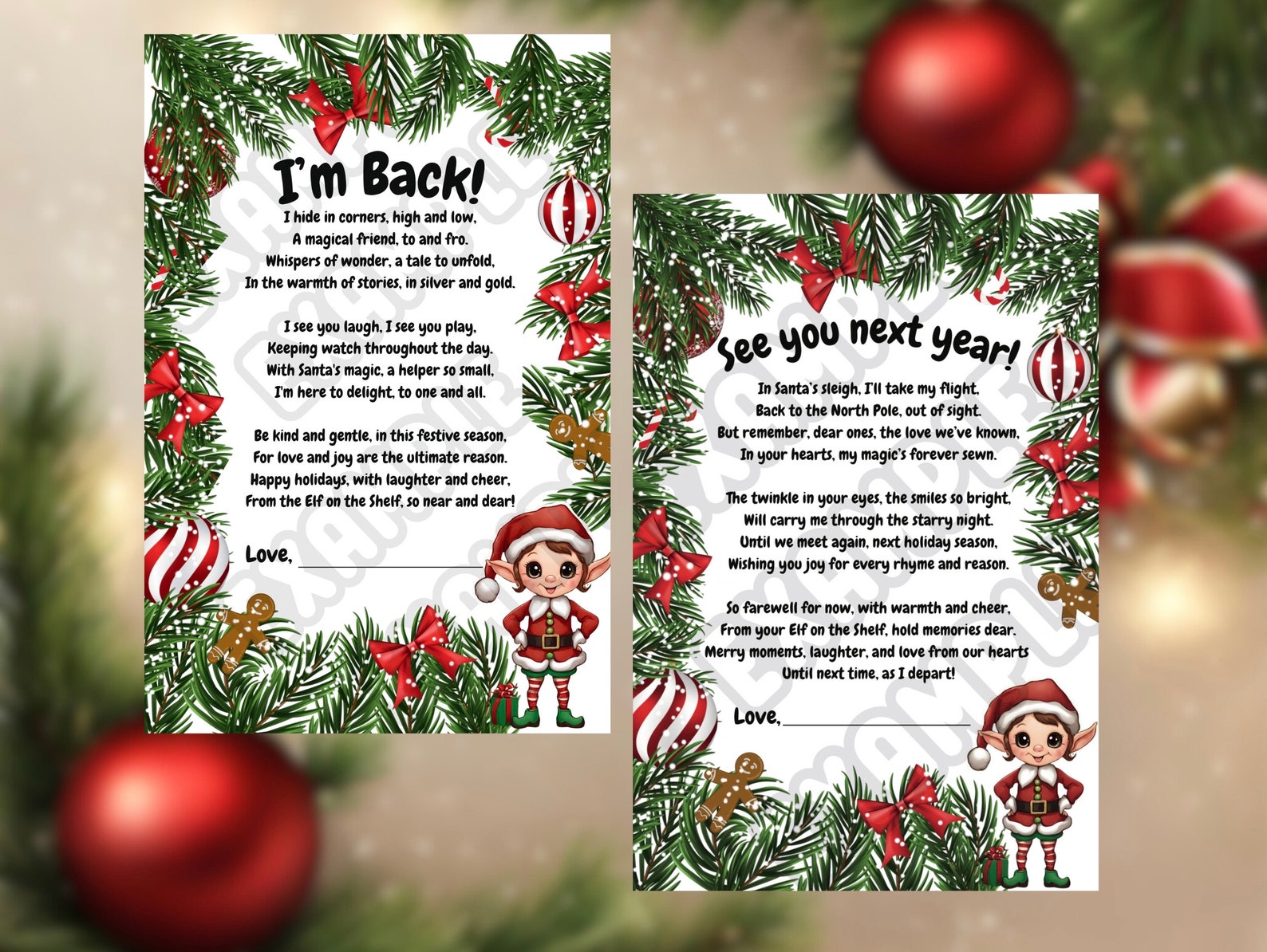 Elf Arrival and Departure Letters From Your Elf Christmas Printable DIY ...