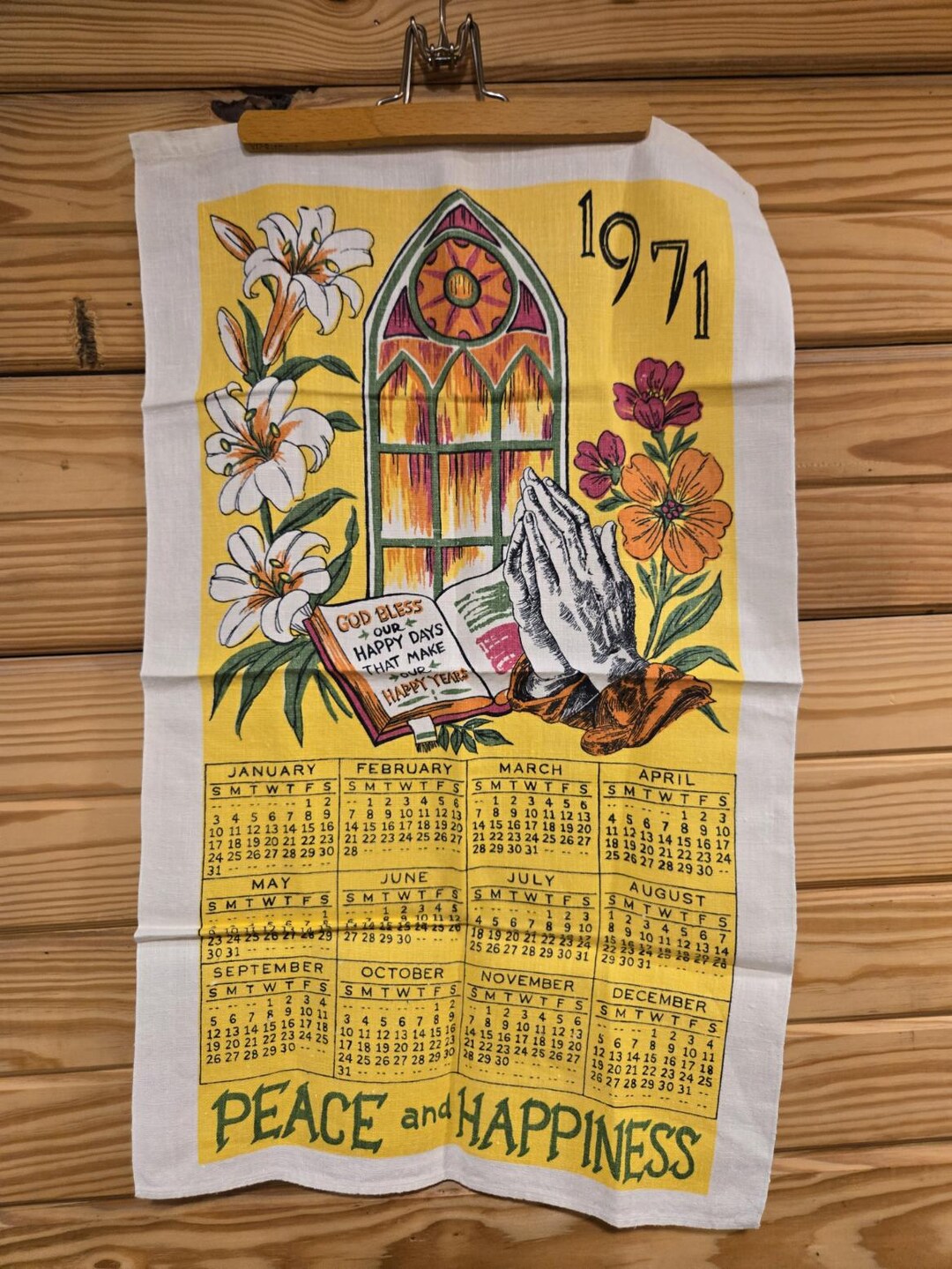 Vintage 1971 Linen Calendar - Etsy