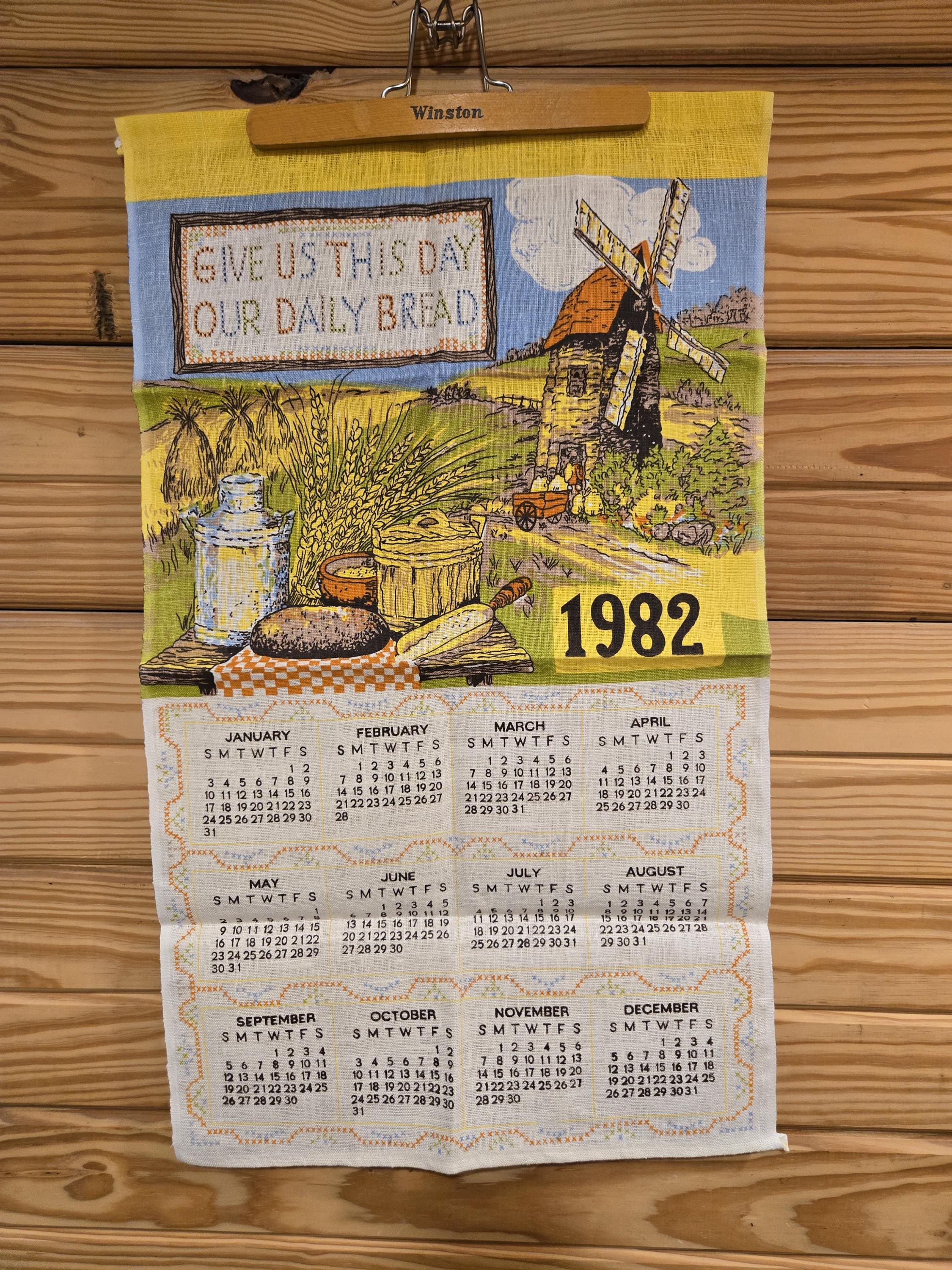 1982 Linen Tea Towel Calendar - Etsy