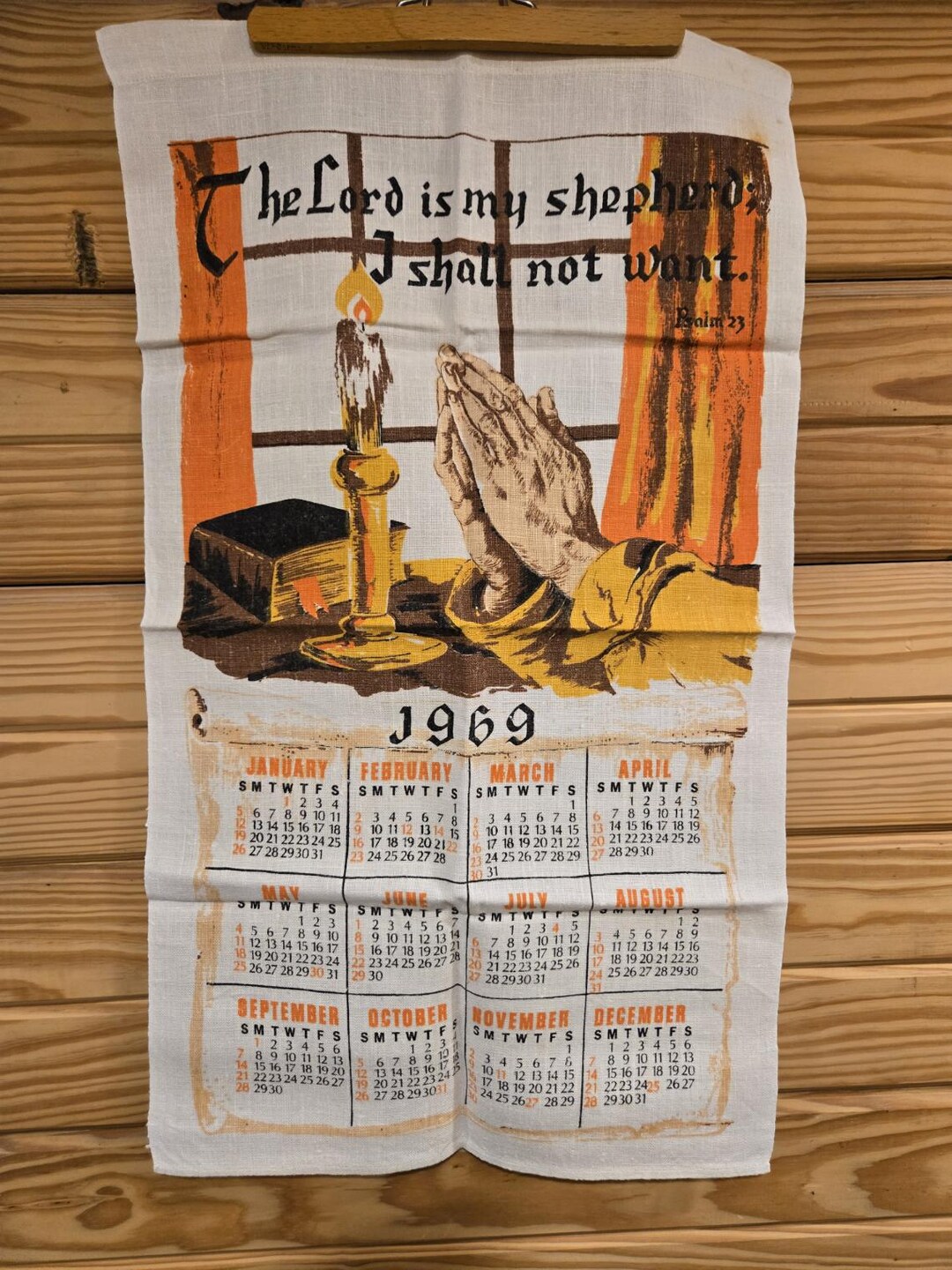 Vintage 1969 Psalms 23 Linen Calendar - Etsy