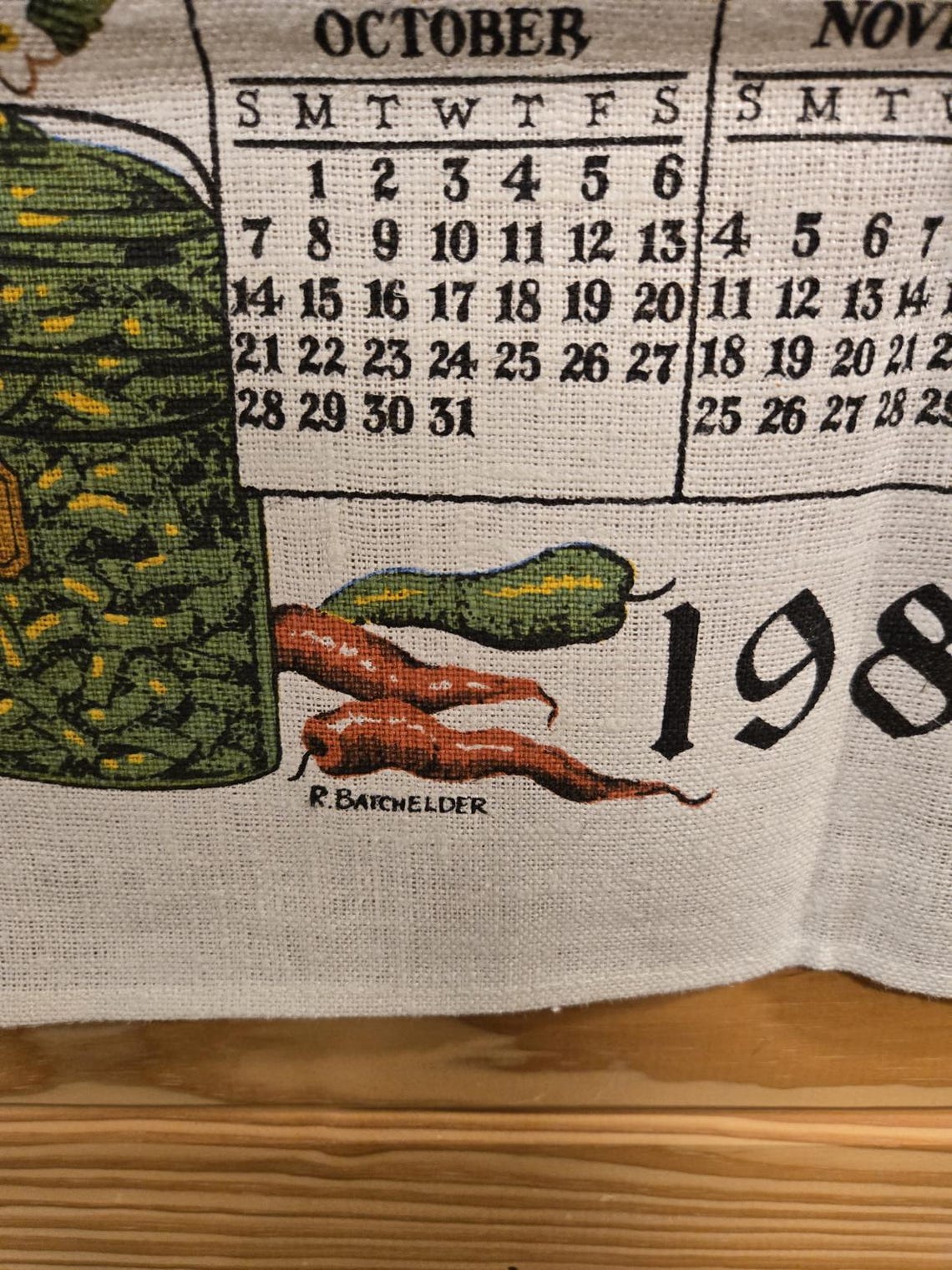 1984 Linen Tea Towel Calendar - Etsy