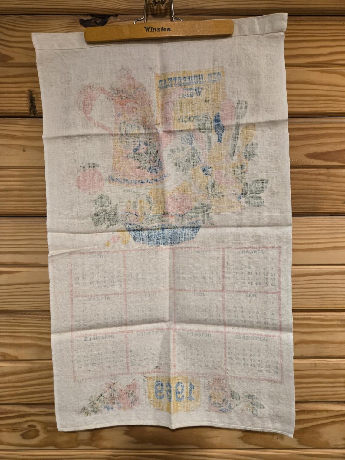 Vintage 1969 Linen Calendar - Etsy