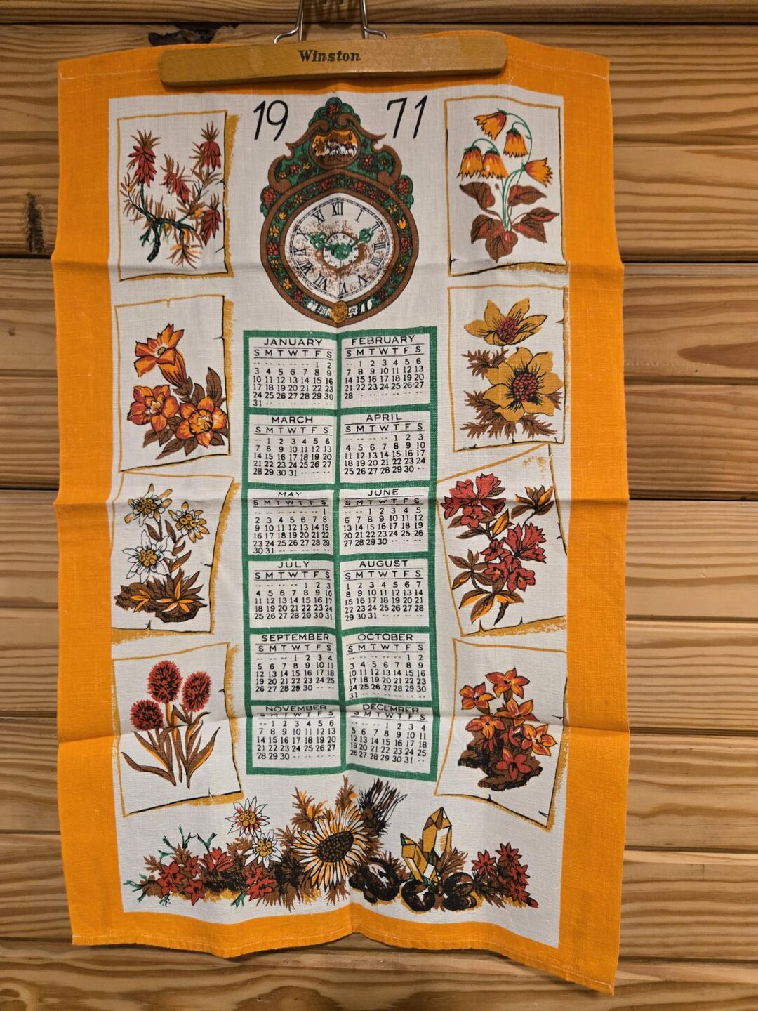 Vintage 1971 Linen Calendar - Etsy