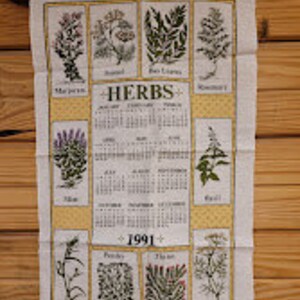 1991 Linen Tea Towel Calendars - Etsy
