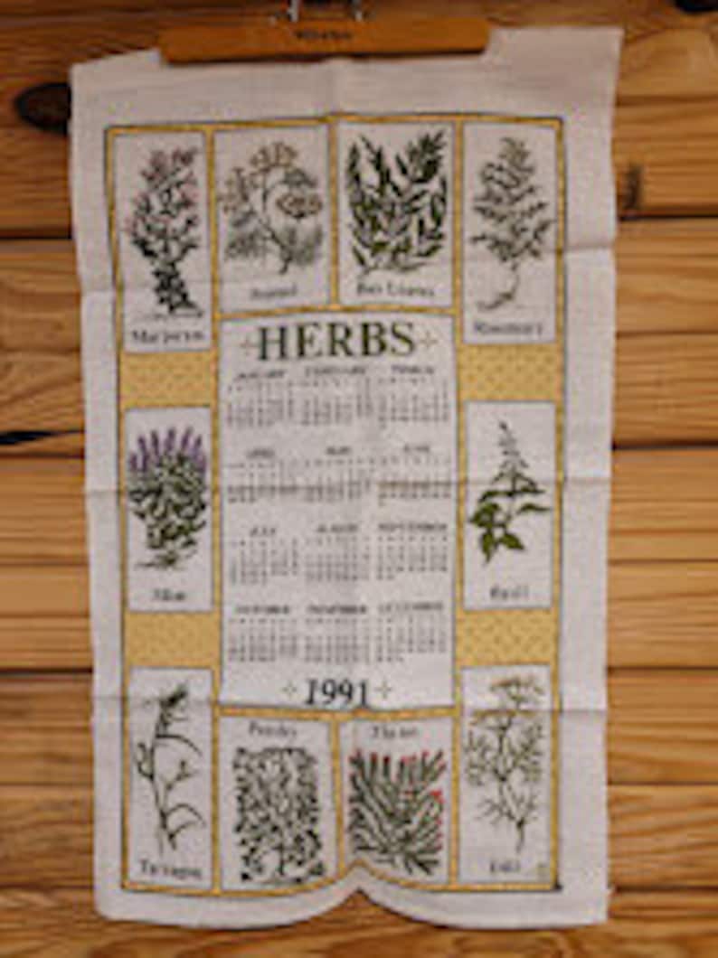 1991 Linen Tea Towel Calendars - Etsy