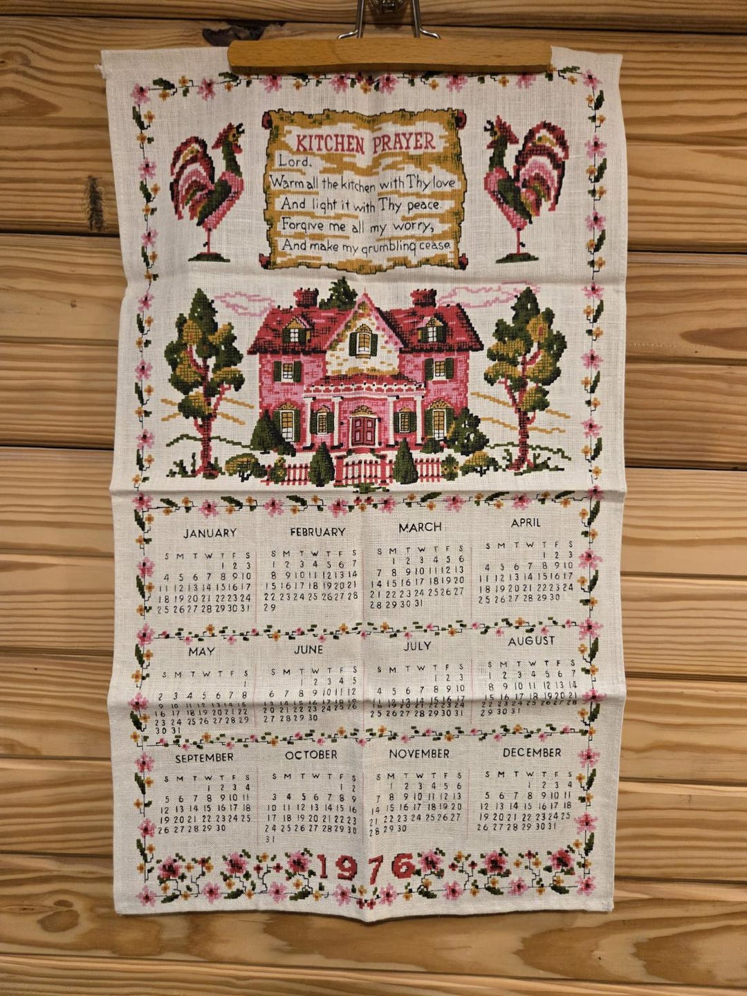 Vintage 1976 Kitchen Prayer Linen Calendar - Etsy