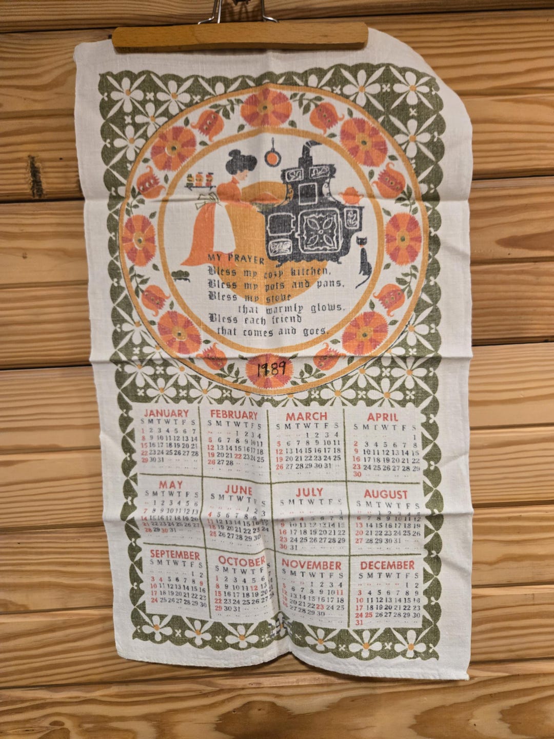 1989 Linen Tea Towel Calendar - Etsy
