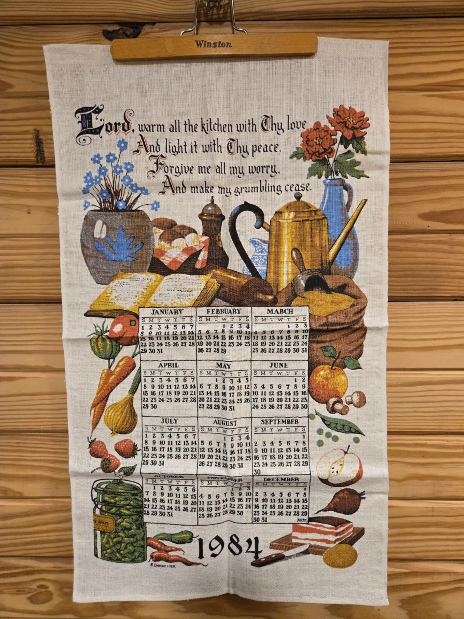 1984 Linen Tea Towel Calendar - Etsy