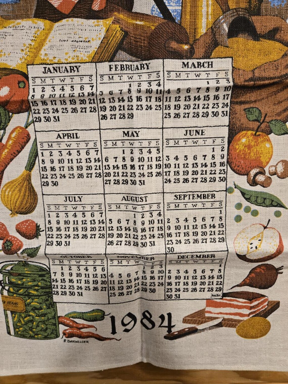 1984 Linen Tea Towel Calendar - Etsy
