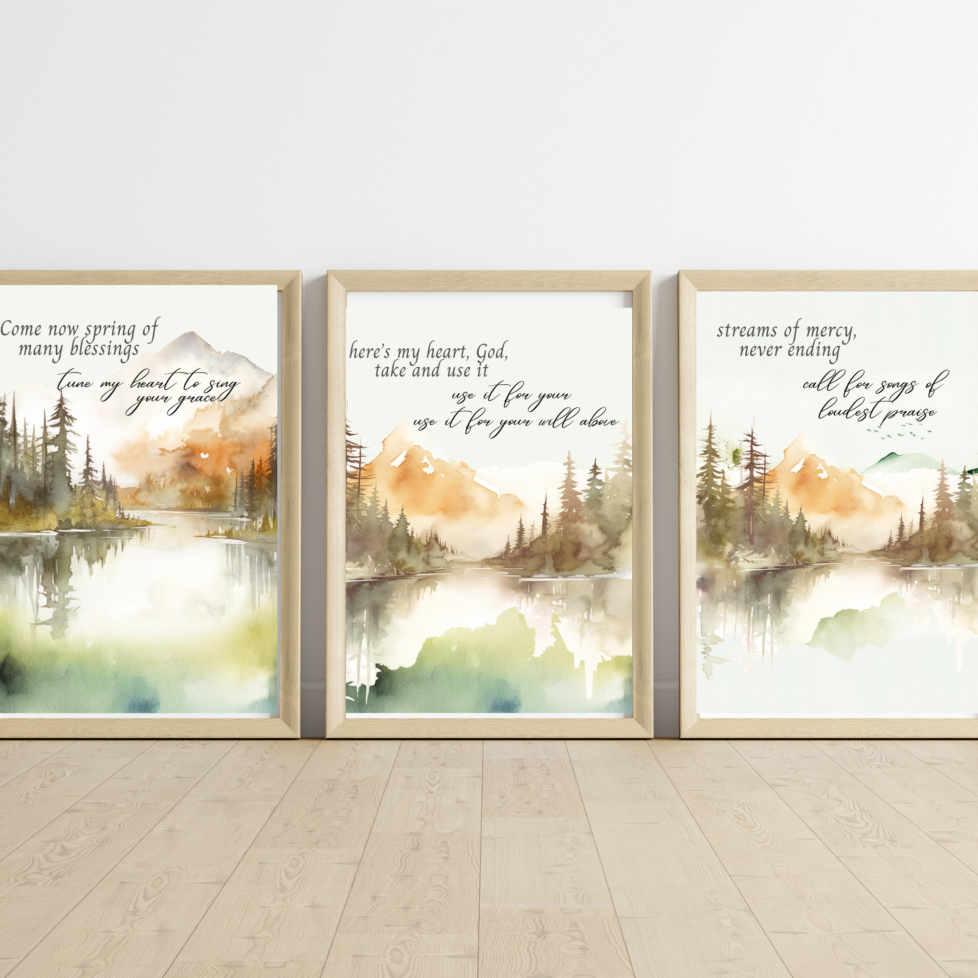3 Panel Inspirational Printable/ Watercolor Mountain Print/ Watercolor ...