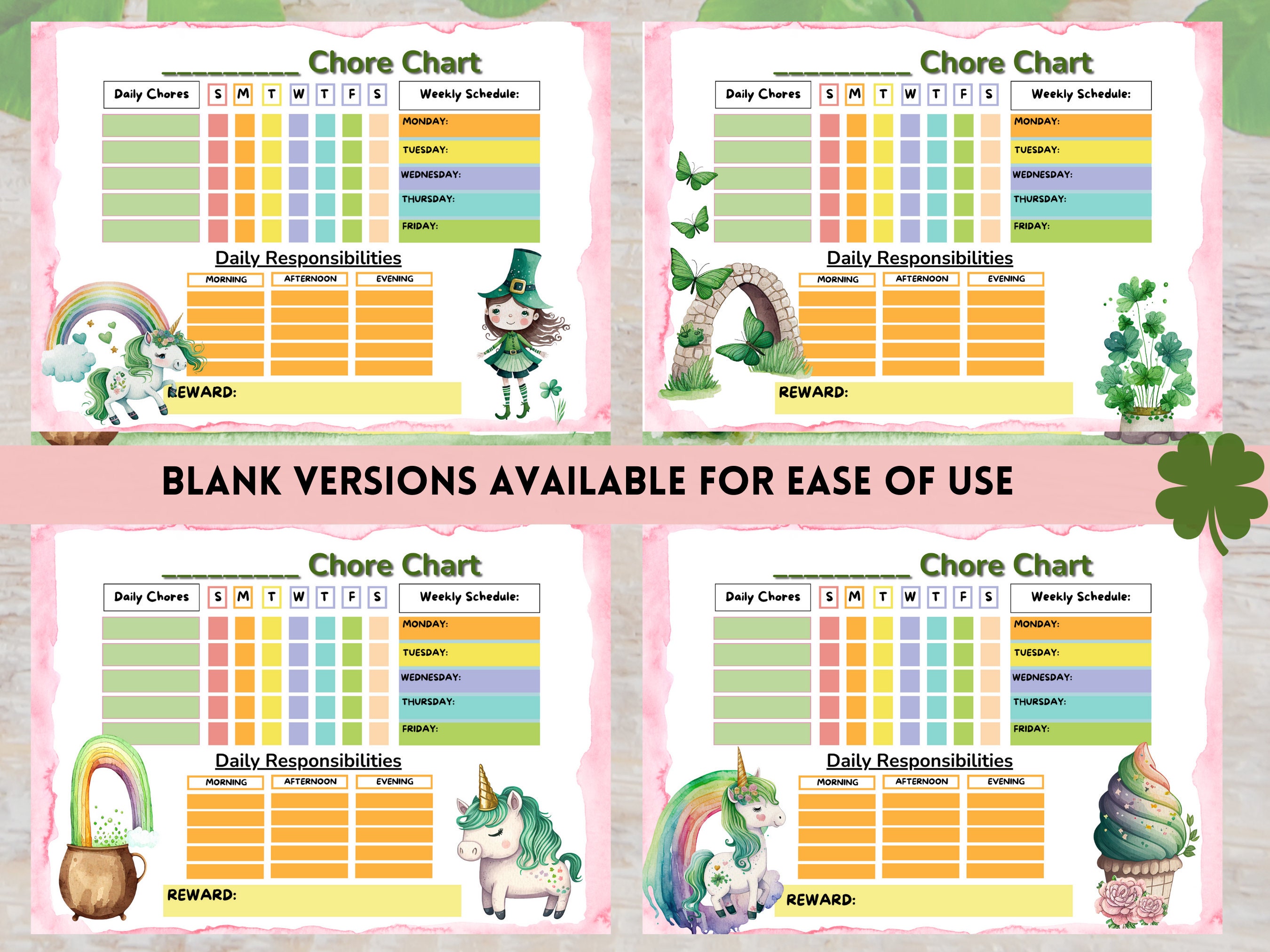 Unicorn Chore Chart for Kids / Customizable March Chores / Printable ...