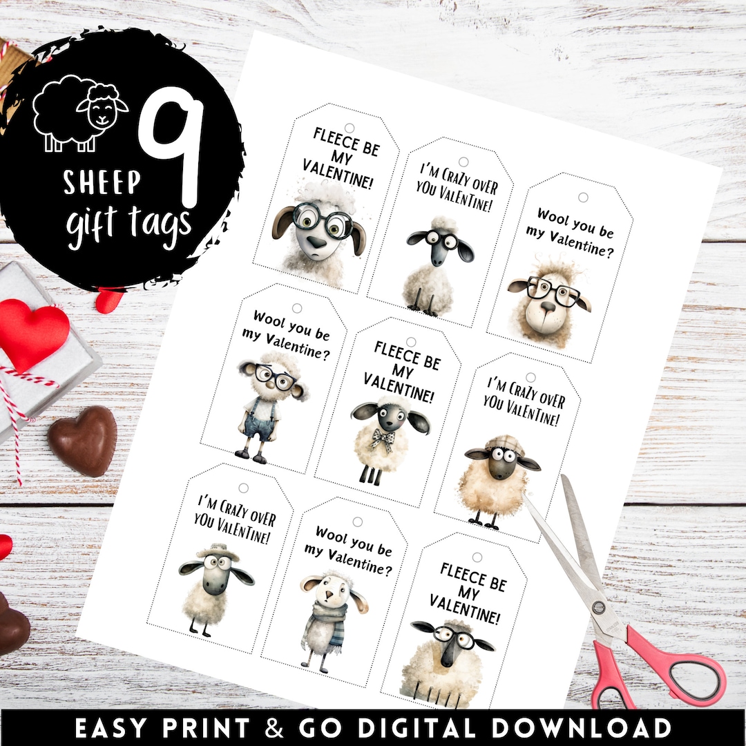 Cute Valentine's Day Gift Tags, Printable Cards, Sheep, Classroom Cards ...