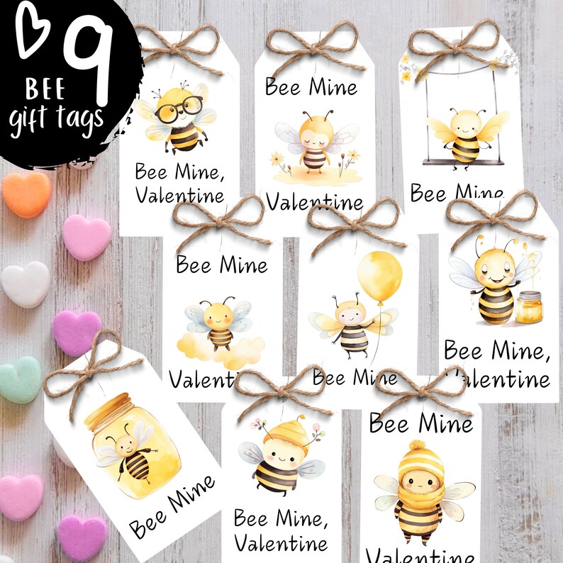 Bee Classroom Valentine Tags, Printable Cards, Bee Theme, Classroom ...