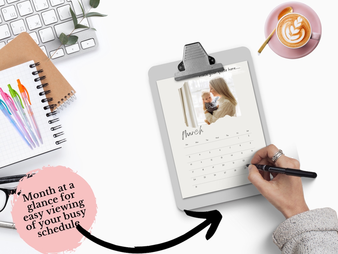 Editable Calendar Template/ 2024 Calendar/ Inspirational Calendar ...