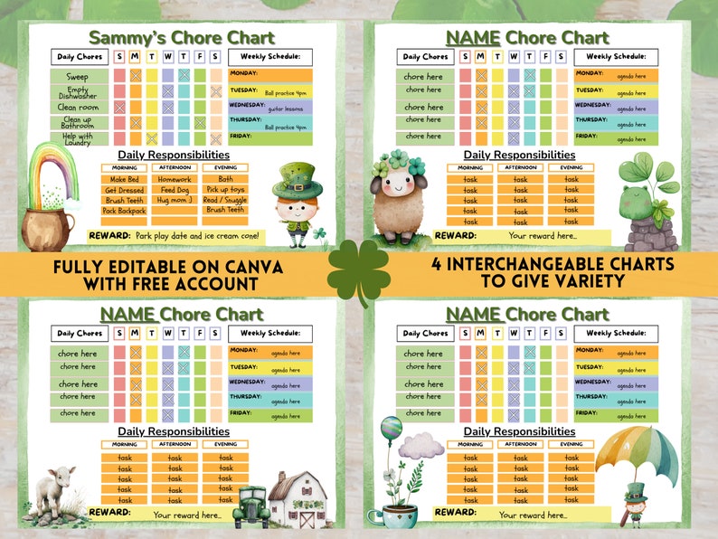 Editable Chore Chart for Kids / March Responsibility Chart / Printable ...