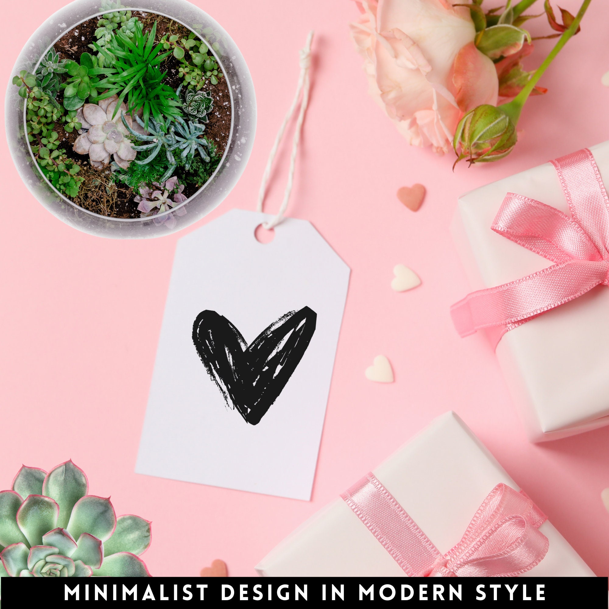 Minimalist Love Gift Tags, Printable Gift Tags, Black and White, Adult ...