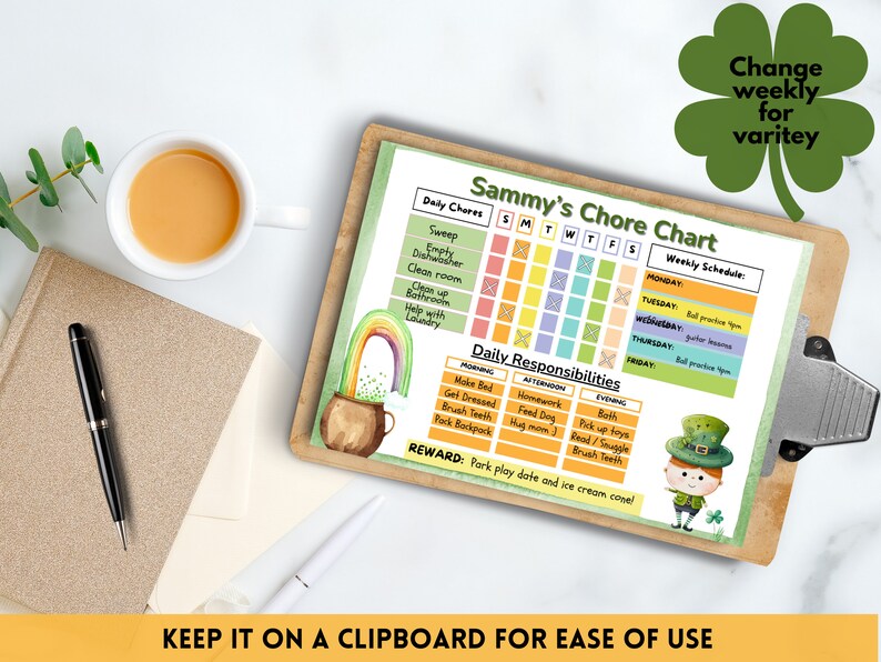 Editable Chore Chart for Kids / March Responsibility Chart / Printable ...