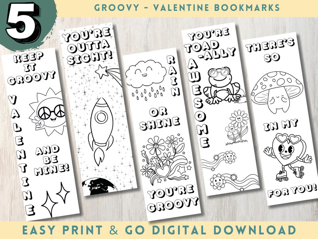 Groovy Valentine Cards, Printable Classroom Valentines, Bookmarks ...