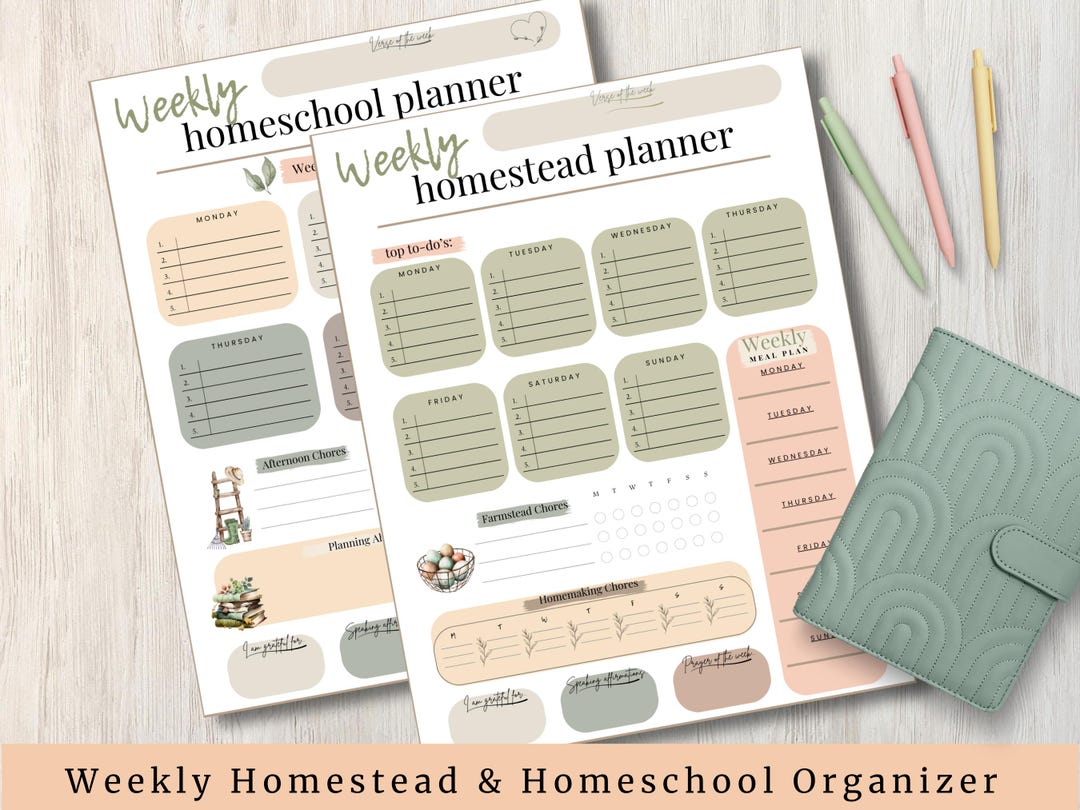 Weekly Homestead & Homeschool Planner / Printable Faith-based Weekly ...